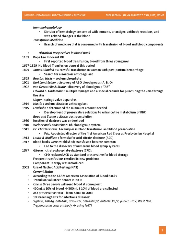 History Genetics Immuno HO BB Ms Tan | PDF | Blood Transfusion | Zygosity