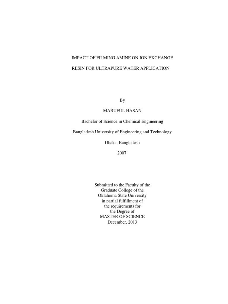 Filming Amines' Effects on Ion Exchange Resin | PDF | Ion Exchange | Ion
