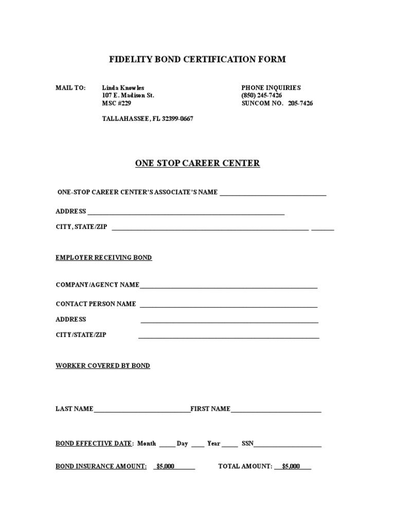 Fidelity Bond Certification Forms-03 | PDF