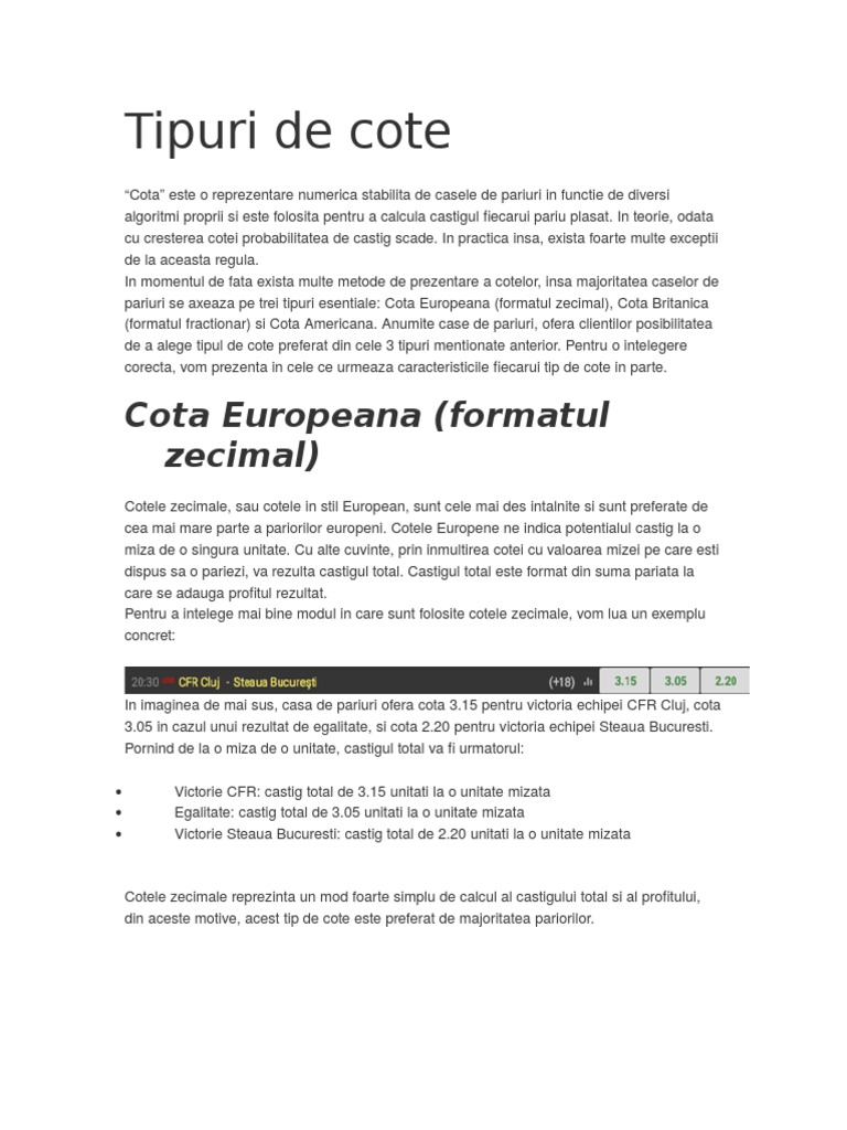 Tipuri de Cote | PDF