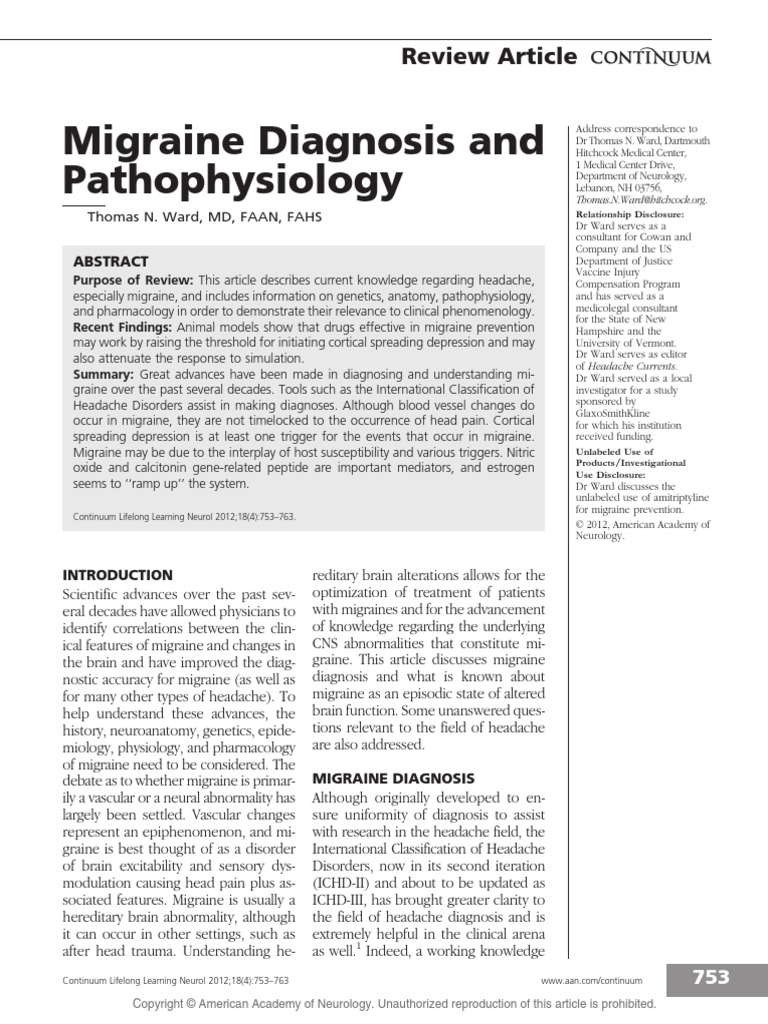 Migraine Diagnosis and Pathophysiology | Migraine | Headache