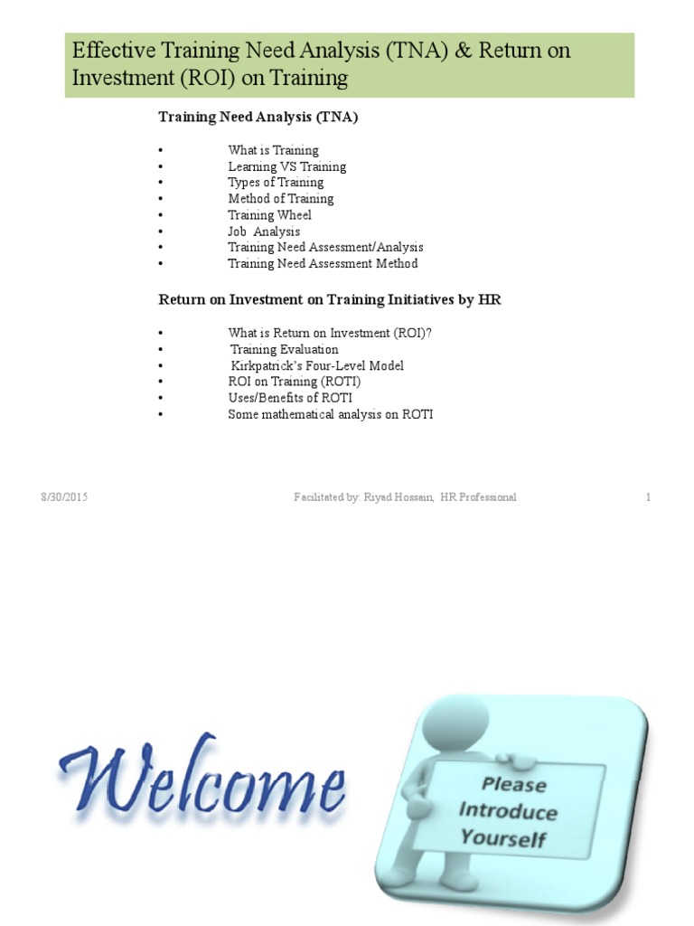 Effective Training Need Analysis (TNA) & Return On Investment (ROI) | PDF | Needs Assessment ...