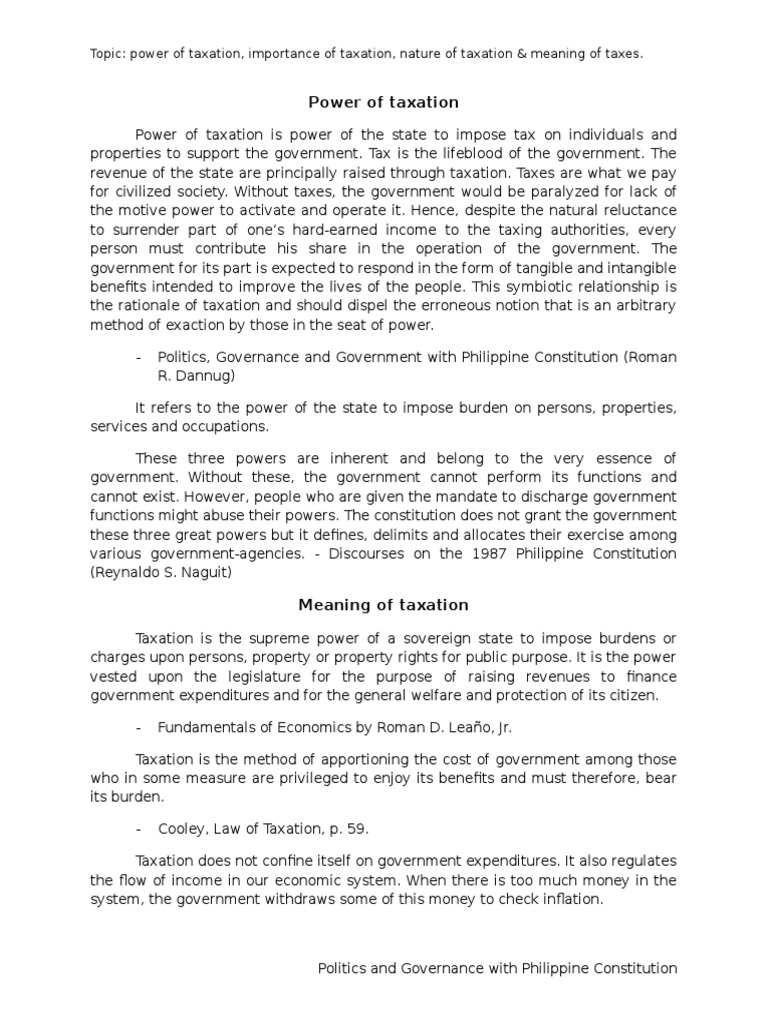 Power of Taxation | PDF | Taxation In The United States | Inheritance Tax