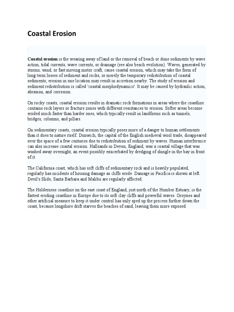 Coastal Erosion | PDF | Morphology | Environmental Science