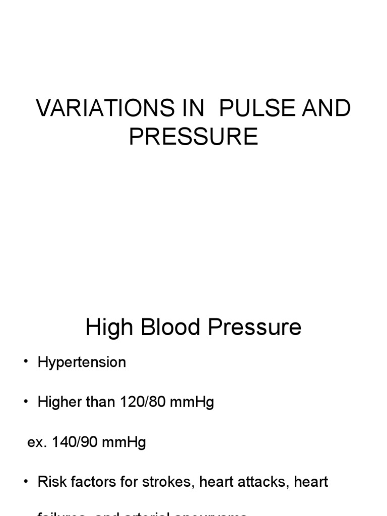 Variations in Pulse and Pressure | PDF
