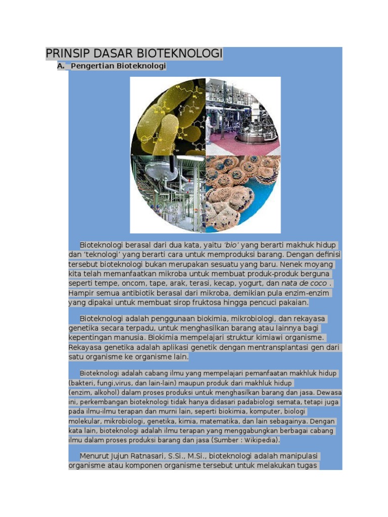 Prinsip Dasar Bioteknologi | PDF