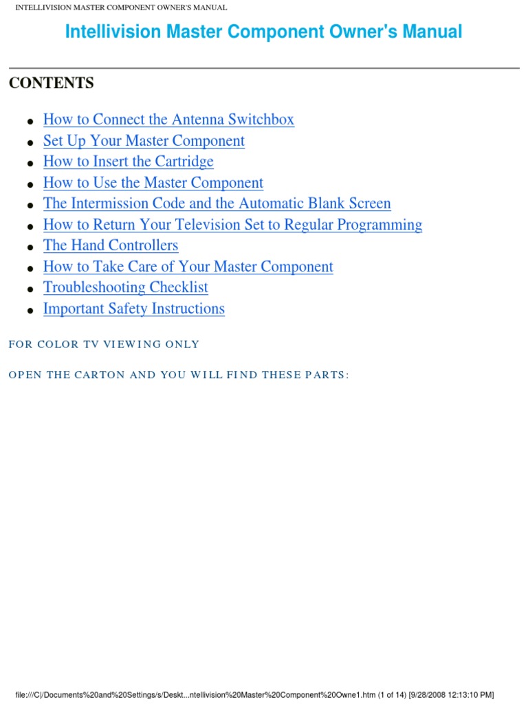 79 Mattel Intellivision-Manual | PDF | Television | Electrical Connector