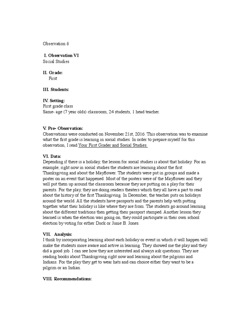 Obervation Social Studies | PDF | Quality Of Life | Pedagogy