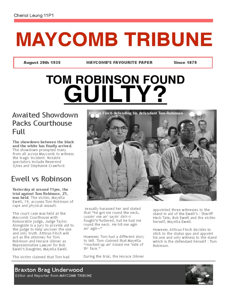 Maycomb Tribune.pdf | To Kill A Mockingbird | Witness
