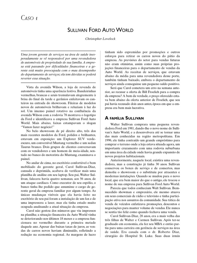 Desafios da Sullivan Ford Auto World | PDF | Ford Motor Company | Carro