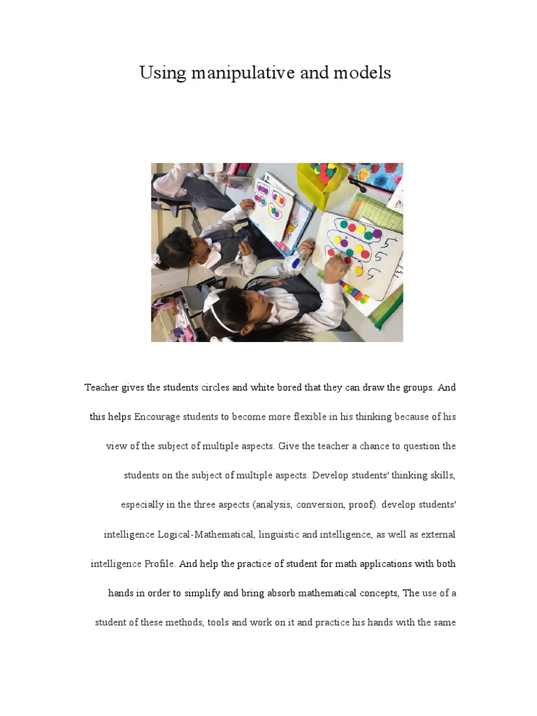 Sameirah Saeed - h00252950 - Journal 1 Using Manipulative and Models | PDF