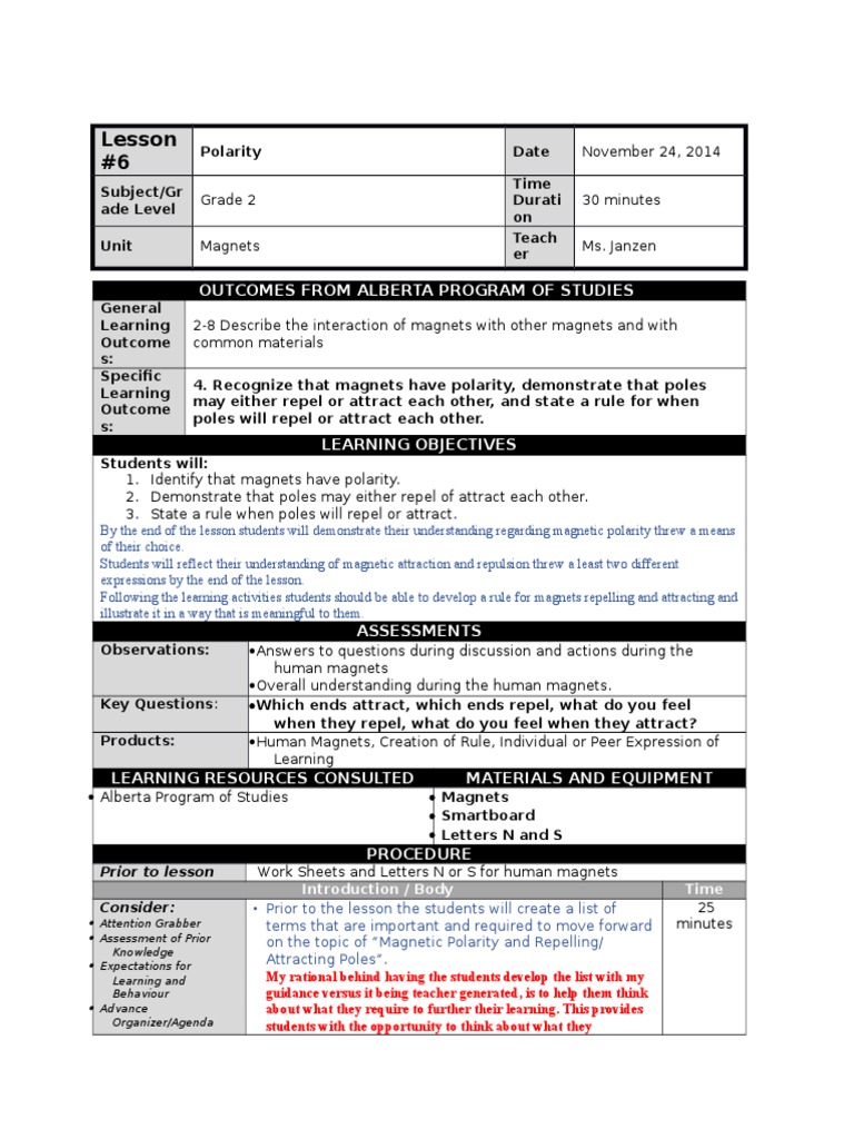 Udl Lesson Plan | Download Free PDF | Magnet | Lesson Plan