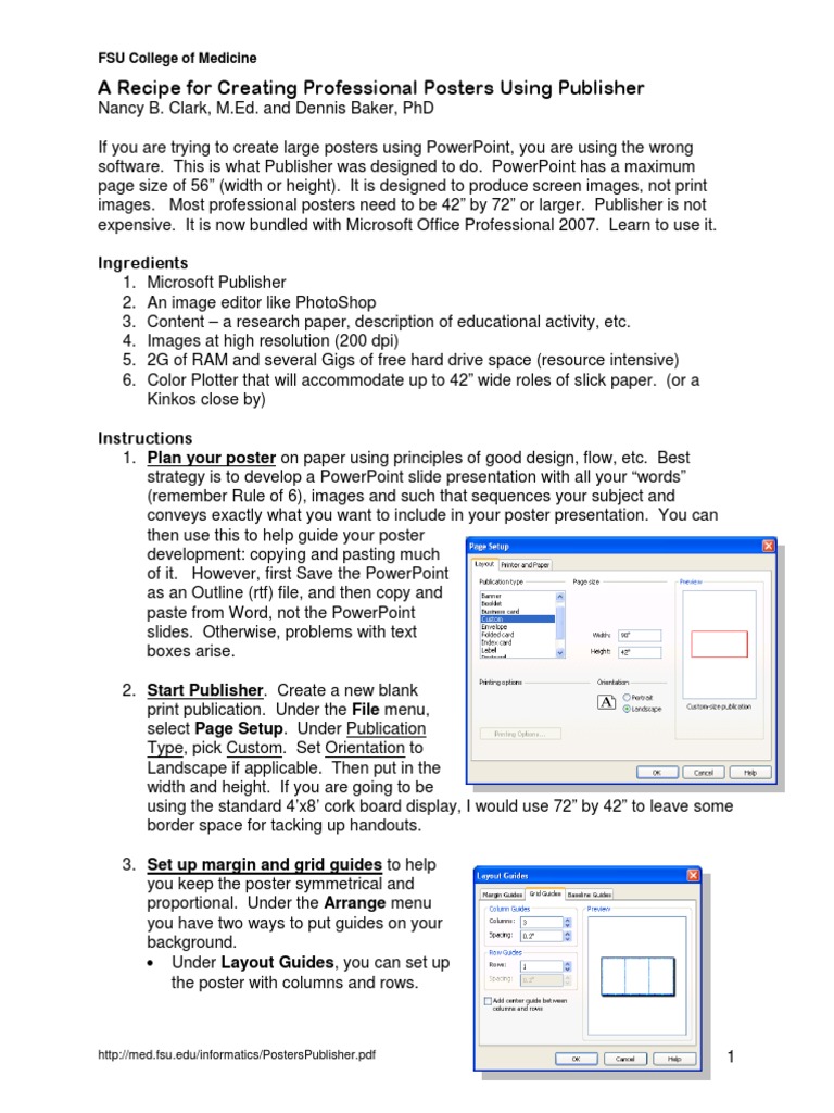 A Recipe For Creating Professional Posters Using Publisher: Ingredients | PDF | Typefaces ...