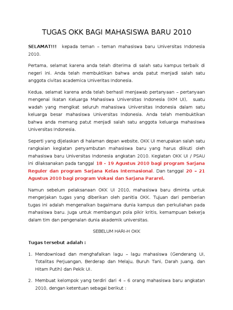 Tugas OKK UI 2010 | PDF
