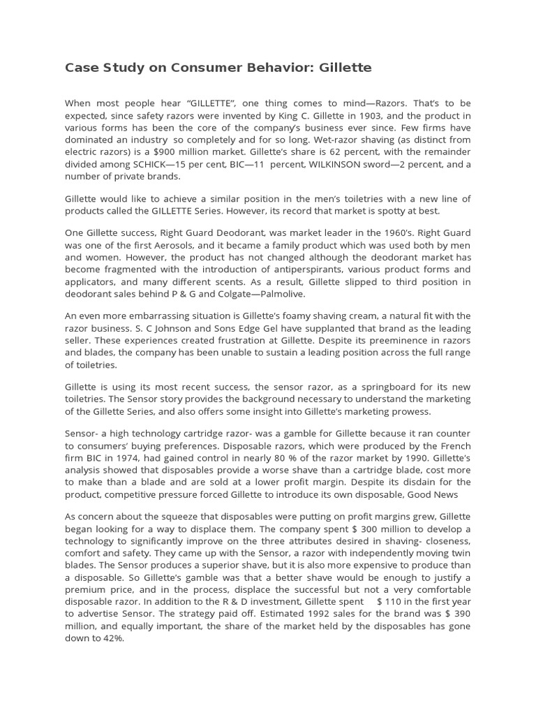 Case Study On Consumer Behavior Pdf Razor Shaving