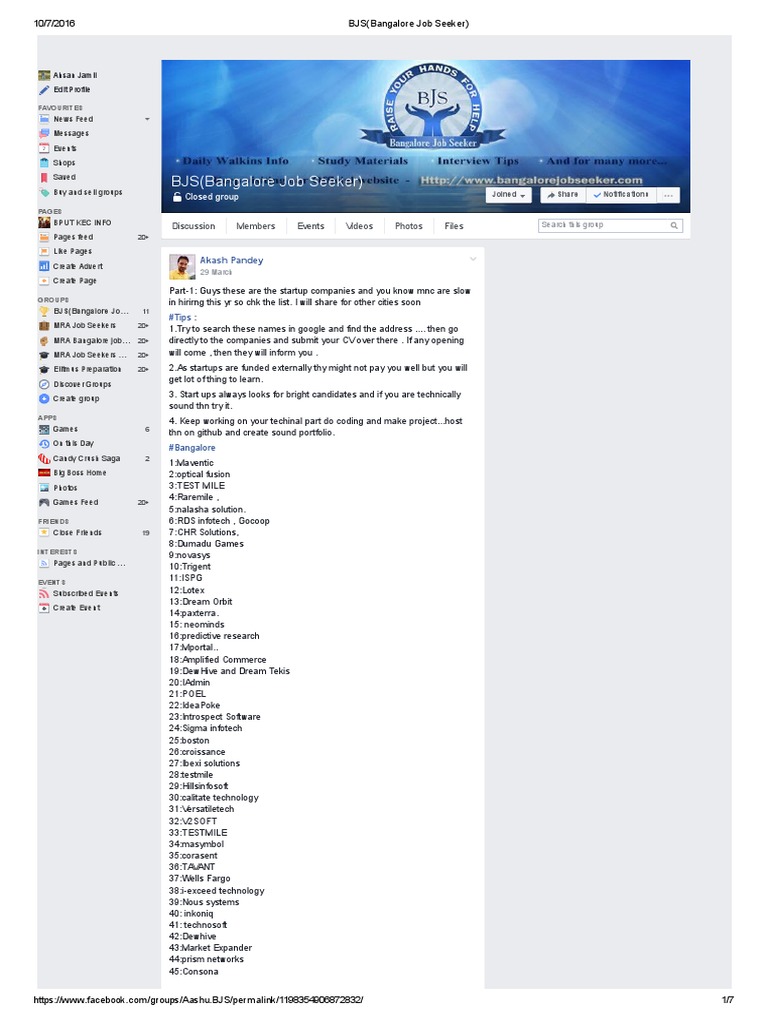 BJS (Bangalore Job Seeker) .PDF Startup Cmpny List | PDF | Online Services | Software