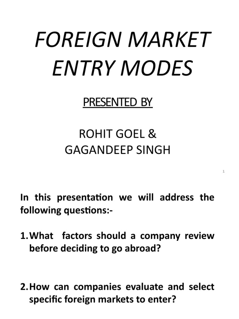 Foreign Market Entry Modes | PDF | Market (Economics) | Business Process