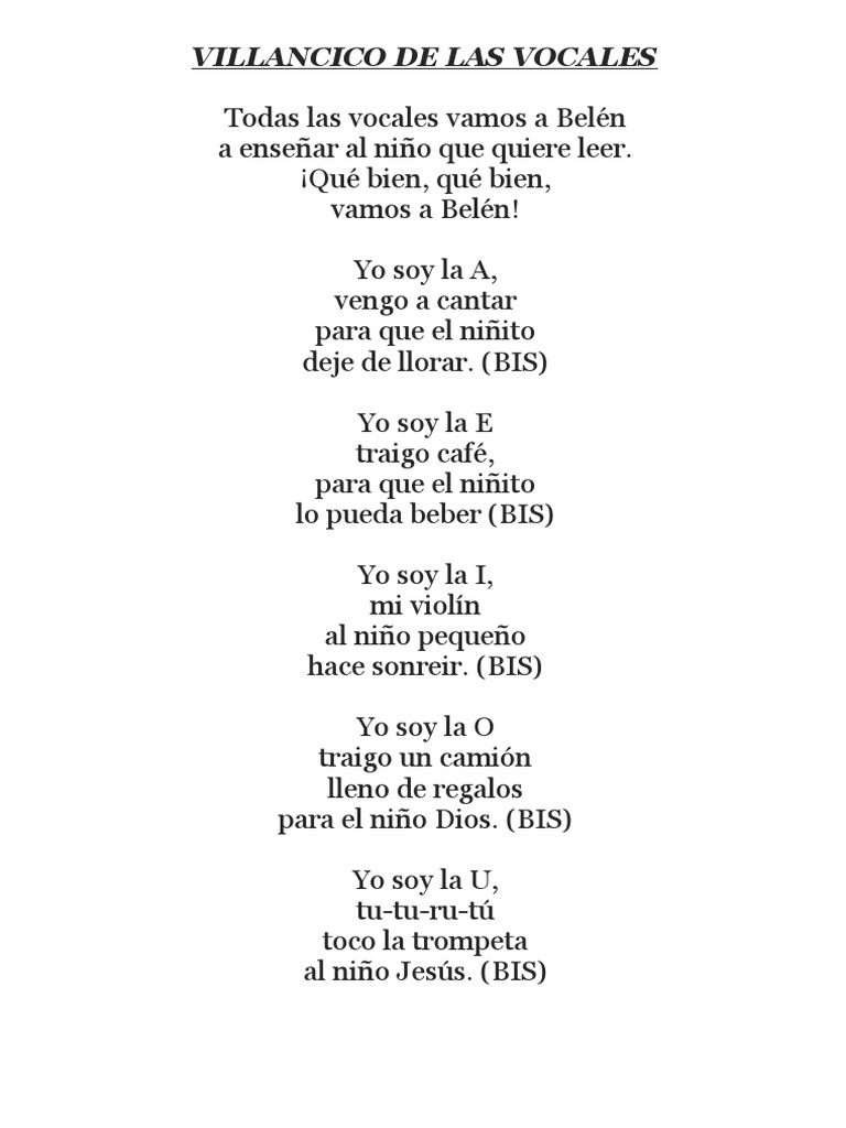Todas Las Vocales Vamos A Belén | PDF