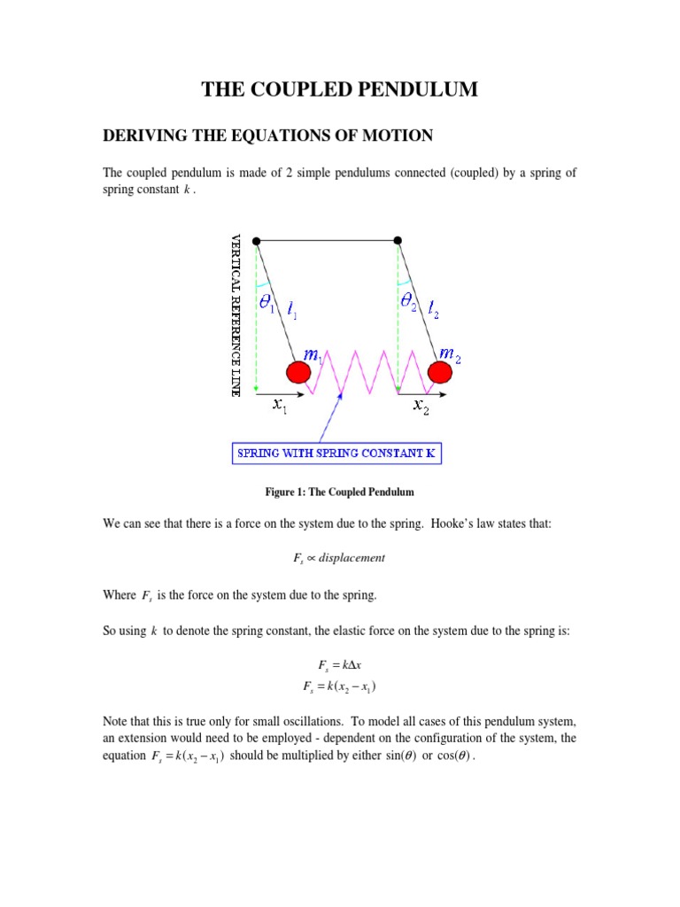 Coupled Pendulum PDF | Download Free PDF | Pendulum | Force
