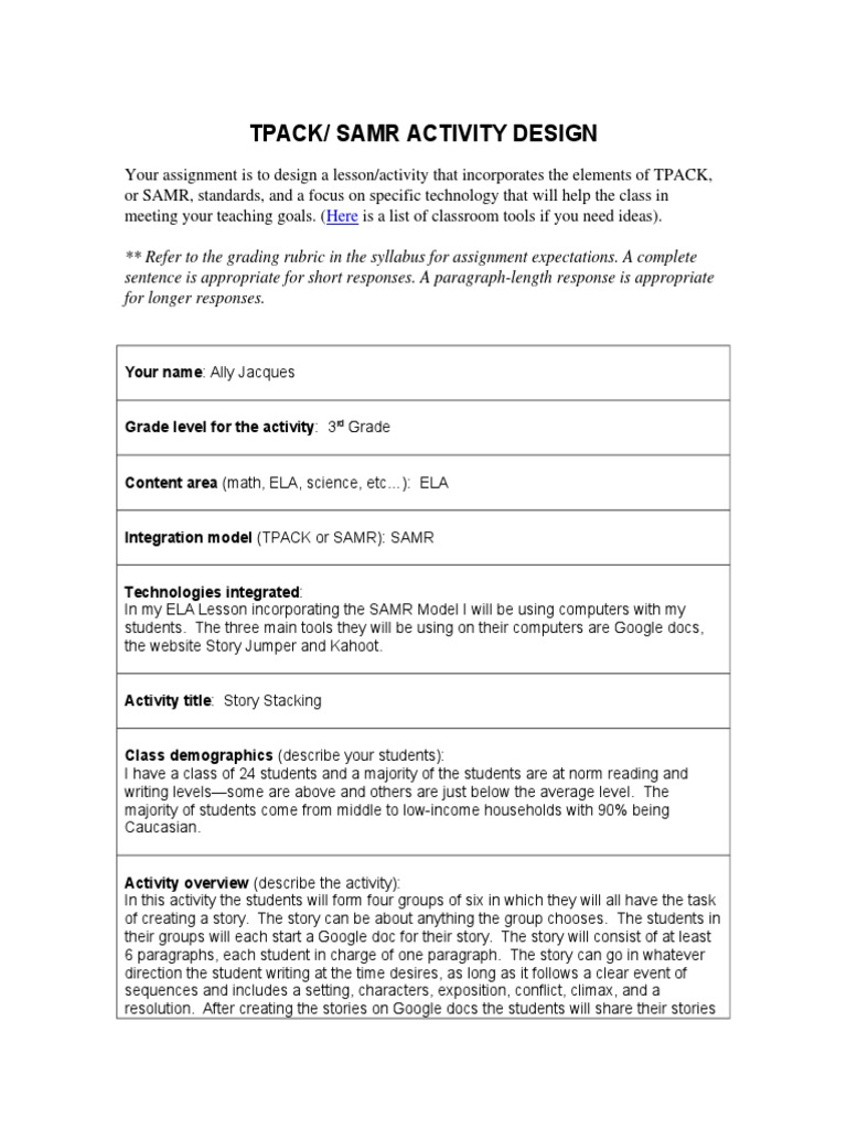Week 4 SAMR Lesson Plan | PDF