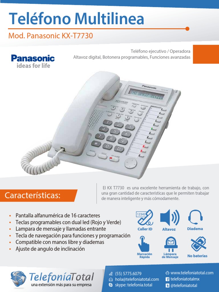 Teléfono Multilinea Panasonic KX-T7730 | PDF | Teléfono | Bienes ...