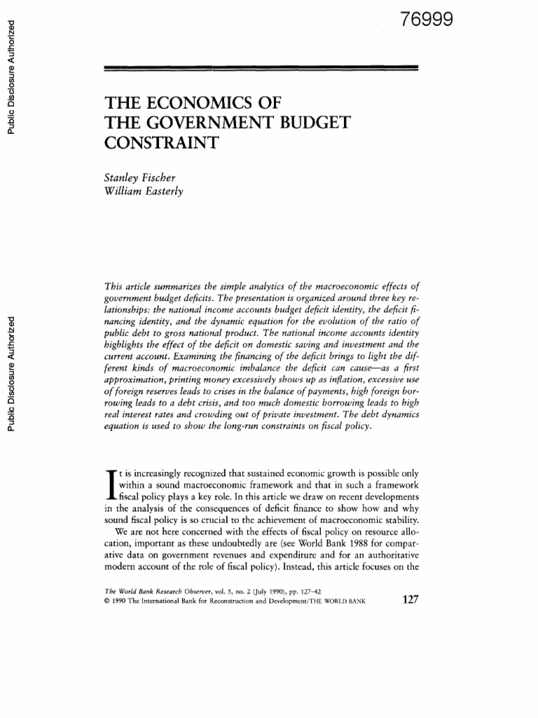 The Economics of The Government Budget Constraint | PDF | Deficit ...