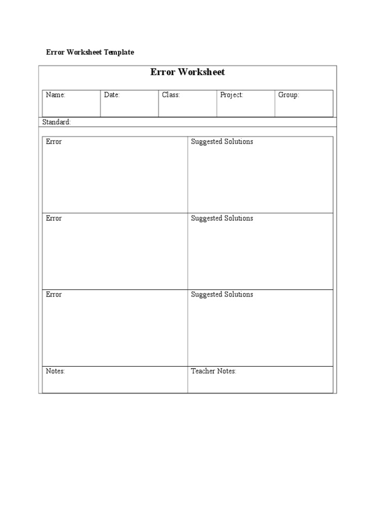 Errorworksheettemplate | PDF