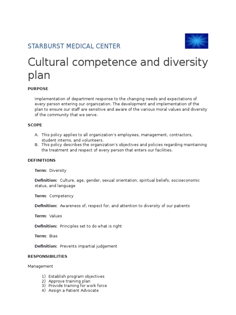 Cultural Competence Plan at Starburst Medical | PDF | Competence (Human ...
