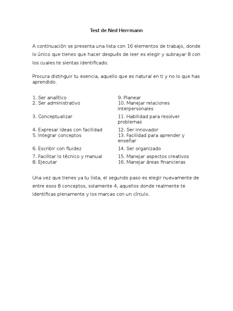 Test de Ned Herrmann | PDF | Color | Aprendizaje