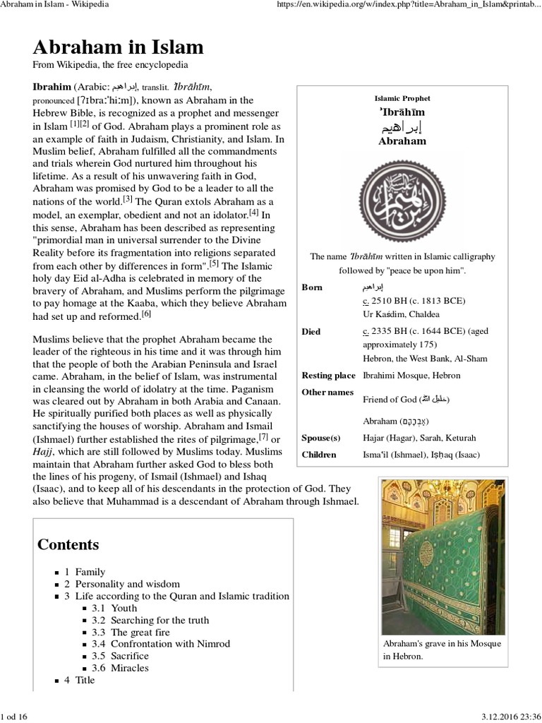 Abraham in Islam - Wikipedia20161203233723 | PDF | Ishmael | Islamic ...
