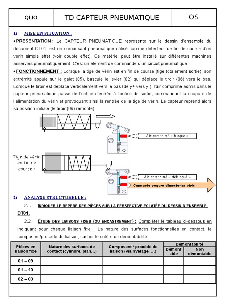 TD Capteur Pneumatique e | PDF | Machine | Ingénierie mécanique