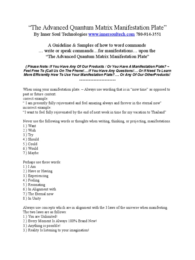 Manifestation Samples How To Write Manifestations | PDF | Physics | Science