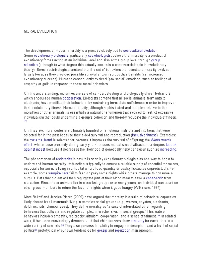 Moral Evolution | Download Free PDF | Morality | Evolution