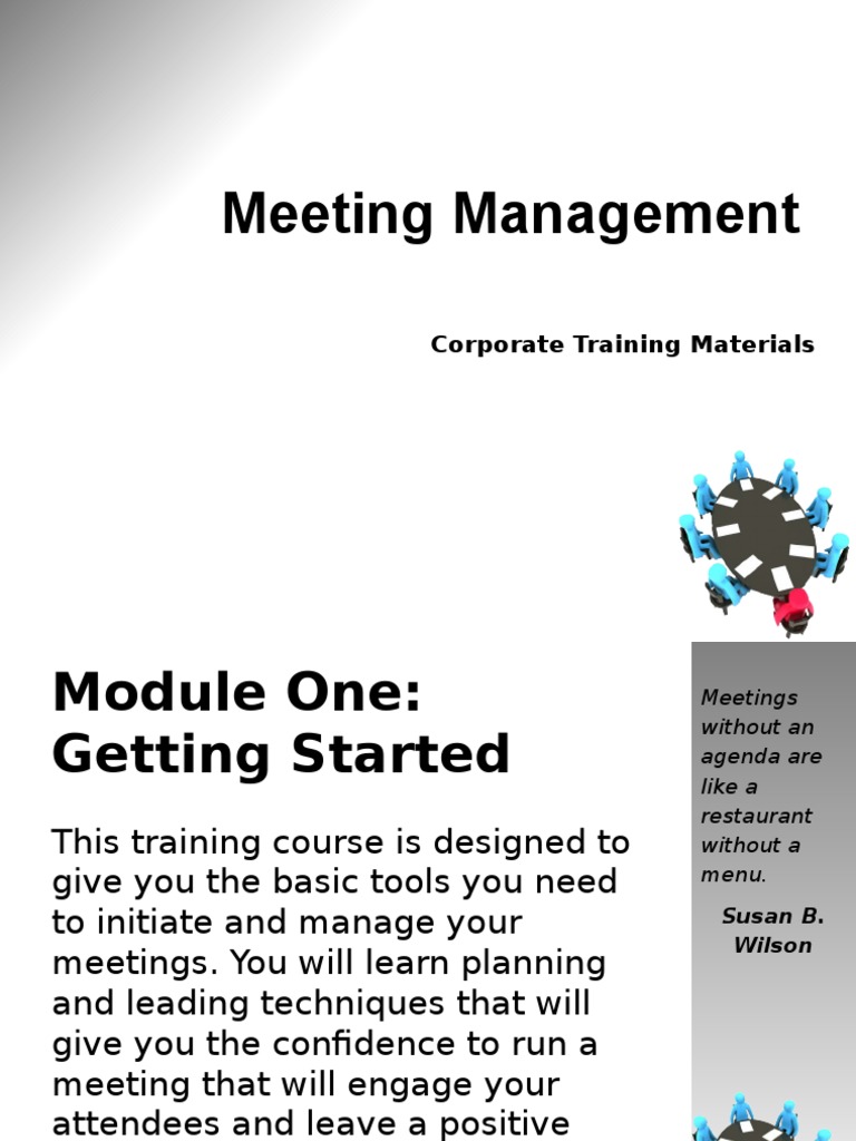 Meeting Management: Corporate Training Materials | PDF | Evaluation ...