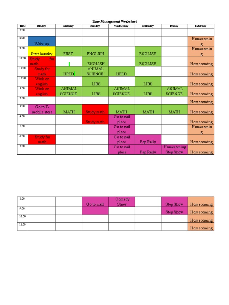 Student Time Management Worksheet | PDF | Language Arts & Discipline