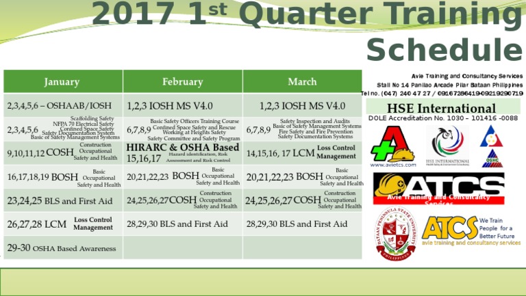 ATCS 2017 1st Quarter Training Schedule | PDF