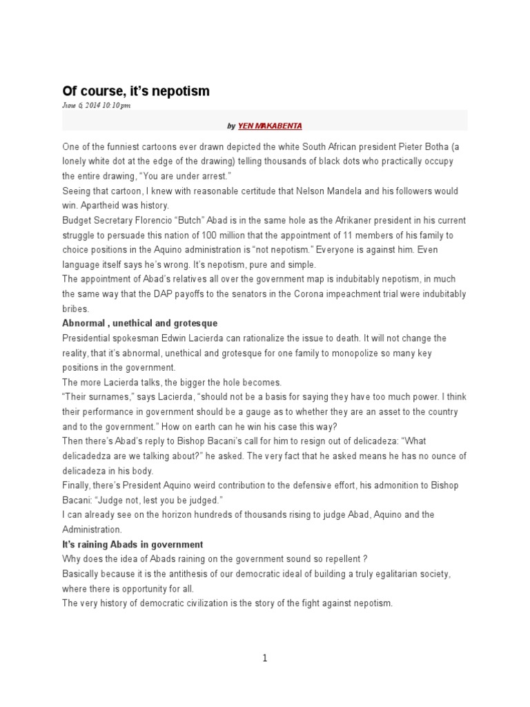 Nepotism - Definition and Sample | Meritocracy | Elections