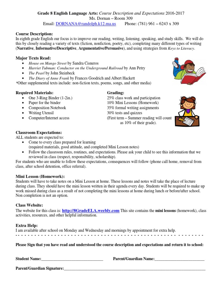 8th Grade ELA Course Overview 2016-2017 | PDF