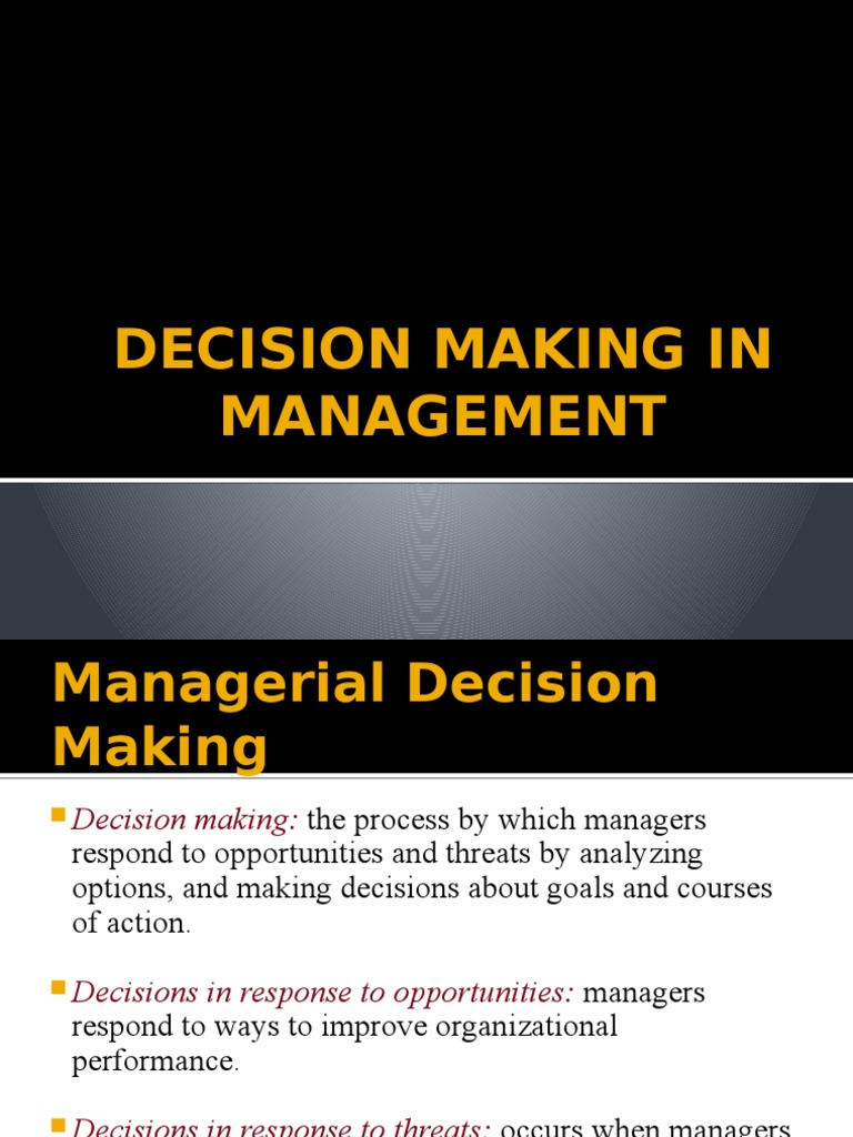 Decision Making in Management | PDF | Brainstorming | Decision Making