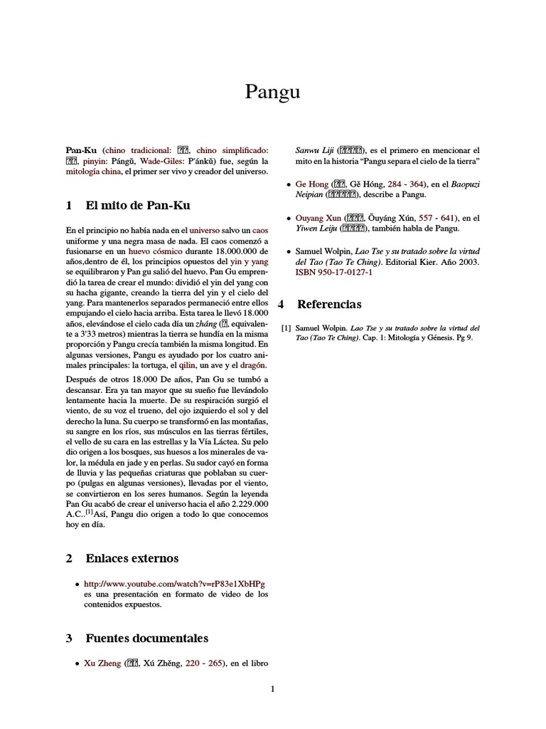 Pangu | PDF | Mitografía | Mitología