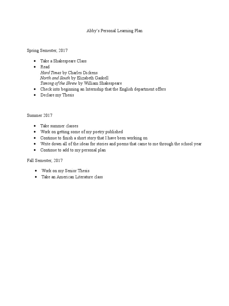 Abbys Personal Plan | PDF