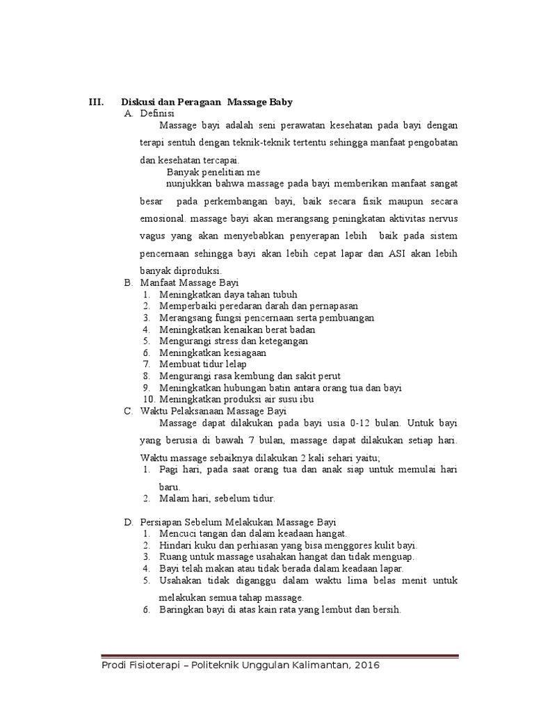 Manfaat dan Teknik Massage Bayi | PDF