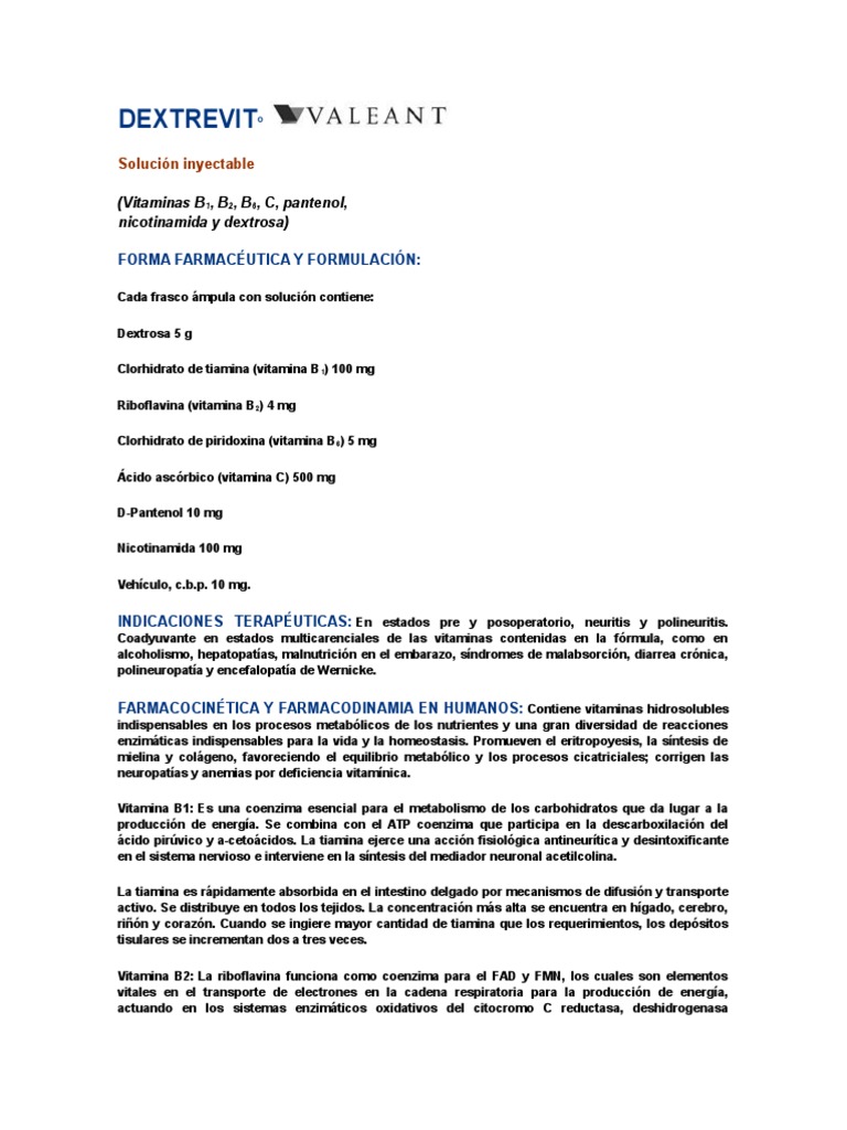 DEXTREVIT | PDF | Metabolismo | Vitamina
