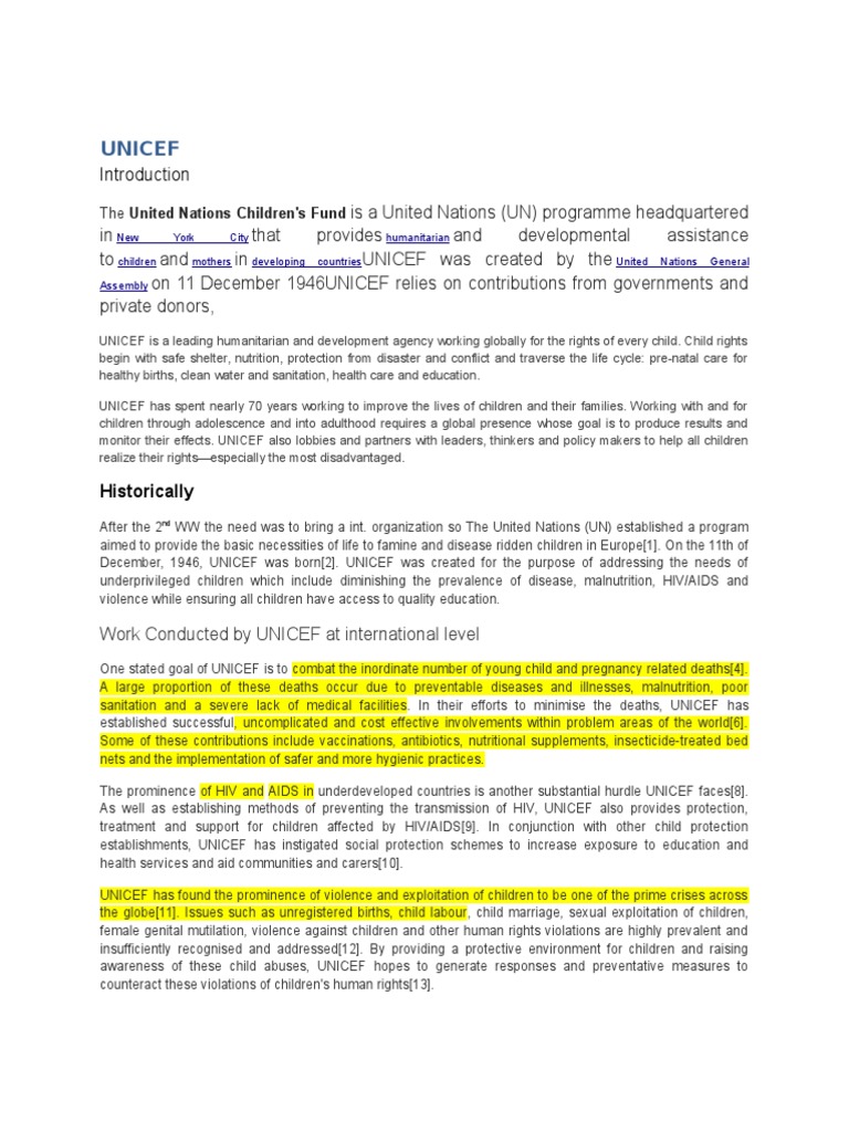 Unicef: The United Nations Children's Fund | PDF | Unicef | Malnutrition