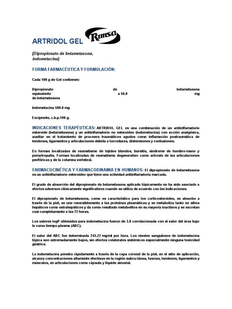 Usos y Precauciones de Artridol Gel | PDF | Antiinflamatorio | Alergia