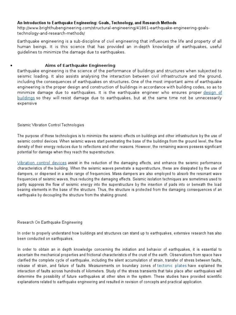 Introduction to Earthquake Engineering | PDF | Earthquake Engineering ...