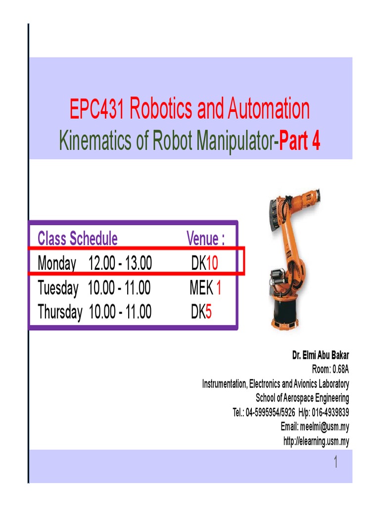 Robot Manipulator Kinematics Overview | PDF | Sine | Trigonometric ...