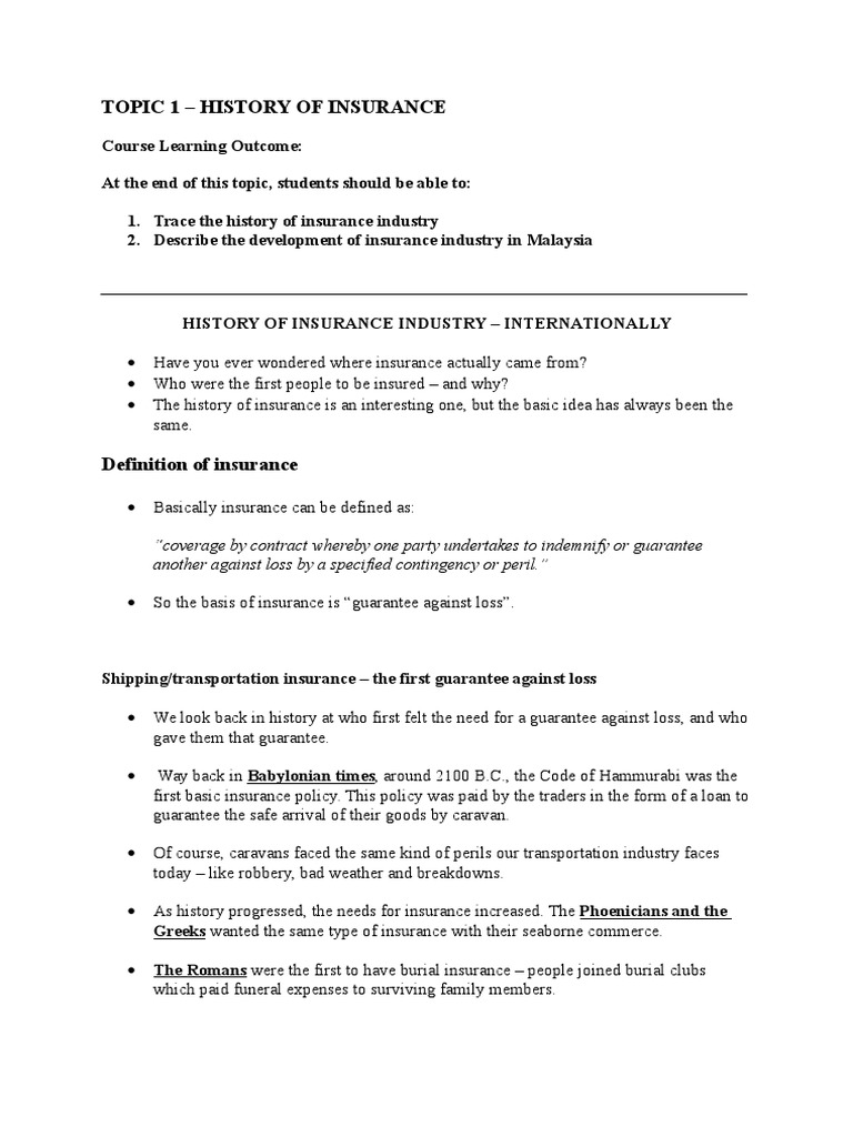 History of Insurance Industry | PDF | Underwriting | Insurance