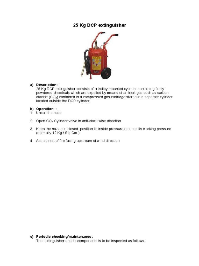 25 KG DCP Extinguisher: A) Description | PDF | Carbon Dioxide | Gases