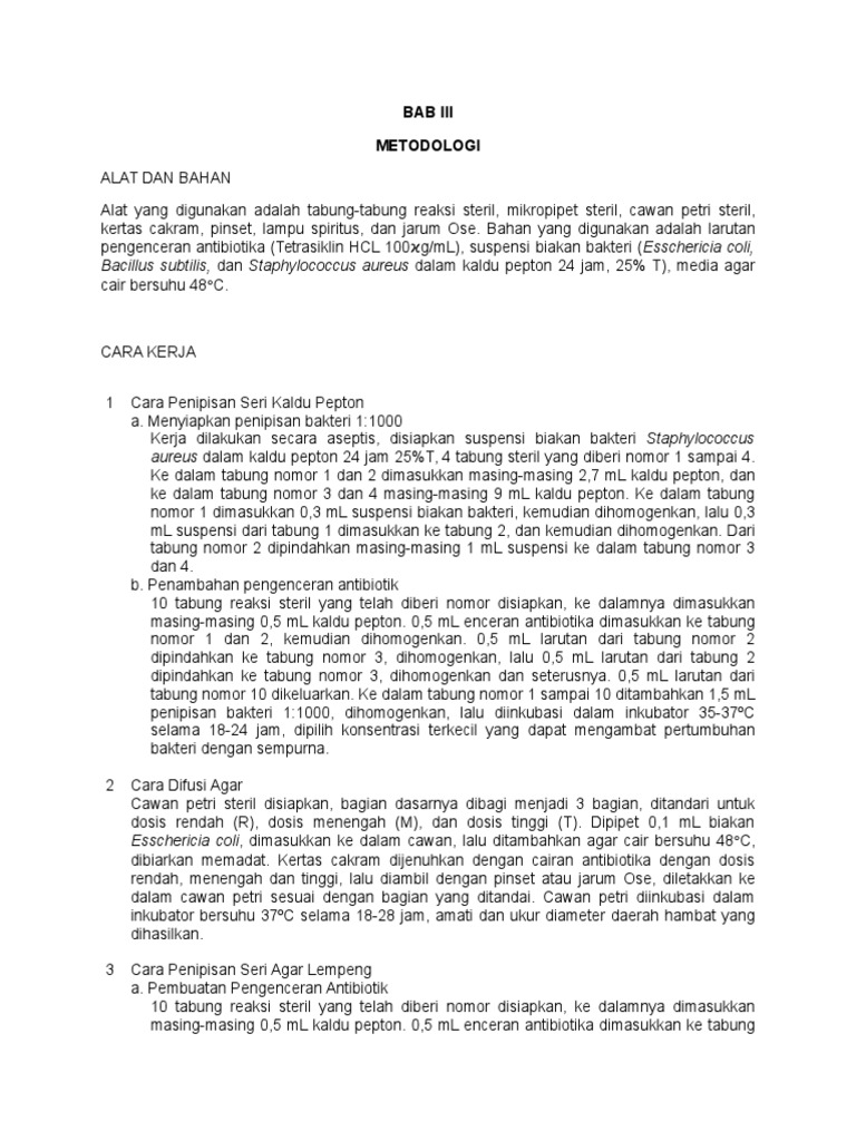 Metode Uji Antibiotik di Laboratorium | PDF